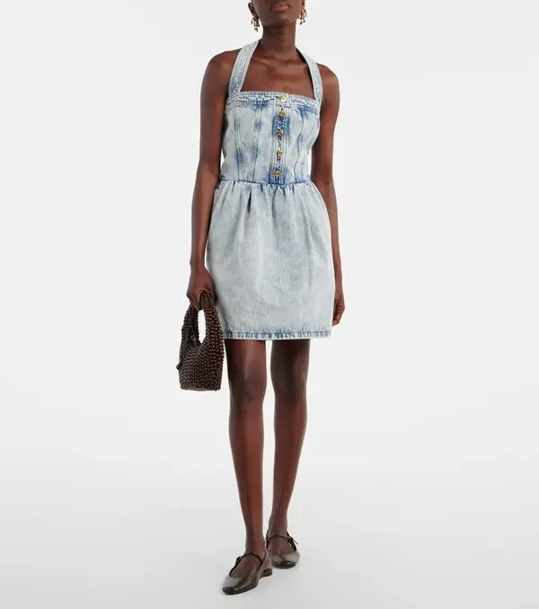 PATOU Halterneck Denim Minidress