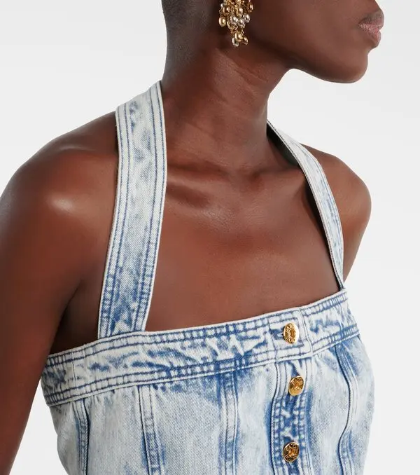 PATOU Halterneck Denim Minidress