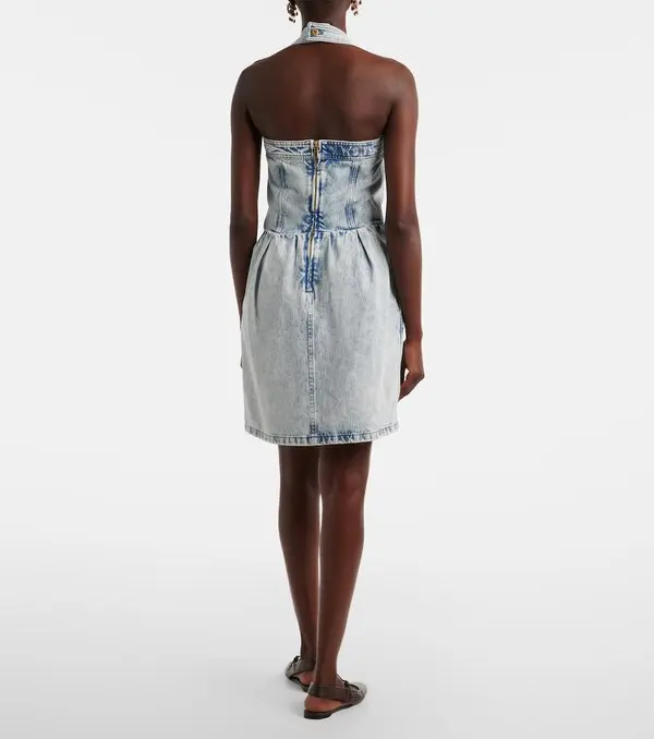 PATOU Halterneck Denim Minidress