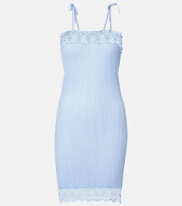 Chloé Lace-trimmed Wool Slip Dress - Blue
