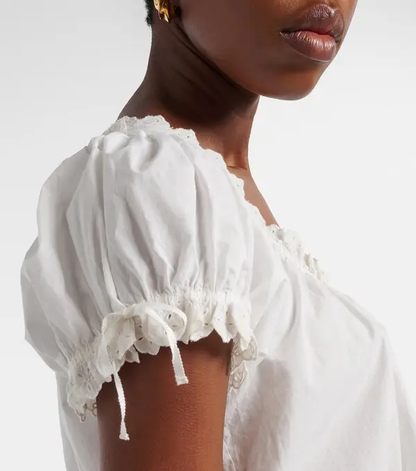 DÔEN Nera Embroidered Organic Cotton Top - White