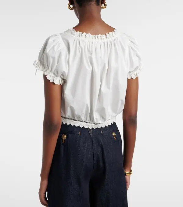 DÔEN Nera Embroidered Organic Cotton Top - White
