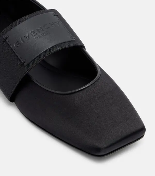 Givenchy Sliced Square Satin Ballet Flats - Black