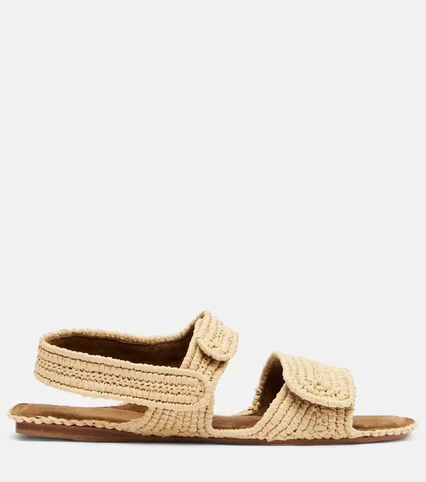 Khaite Boden Raffia Slingback Sandals - Beige