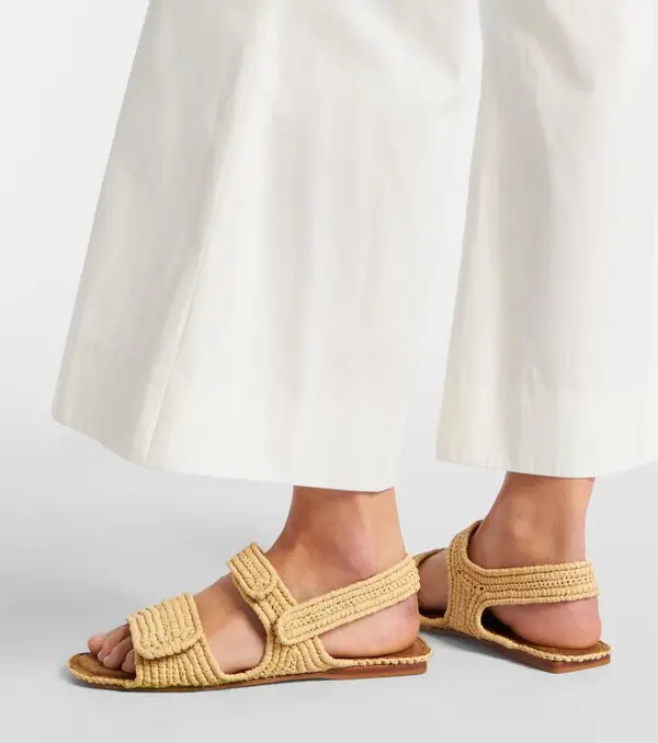 Khaite Boden Raffia Slingback Sandals - Beige