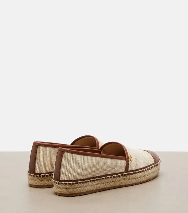 GIANVITO ROSSI Leather-trimmed Canvas Espadrilles - Beige