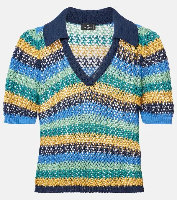 Etro Knitted Striped Cotton-blend Crop Top