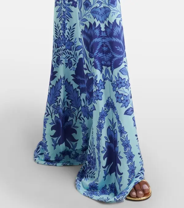 Etro Printed Jersey Flared Leggings - Blue