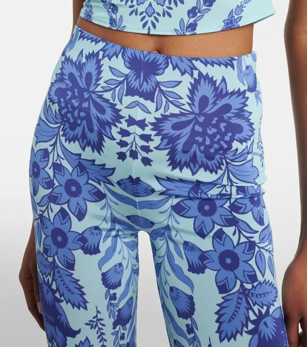 Etro Printed Jersey Flared Leggings - Blue