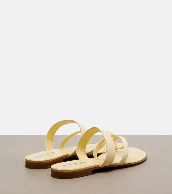 Manolo Blahnik Susa Leather Sandals - Yellow
