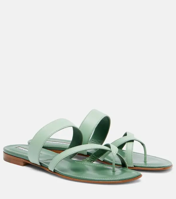 Manolo Blahnik Susa Leather Sandals