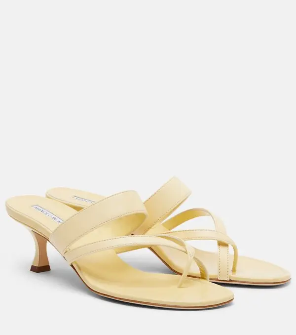 Manolo Blahnik Susa Leather Thong Sandals - Yellow