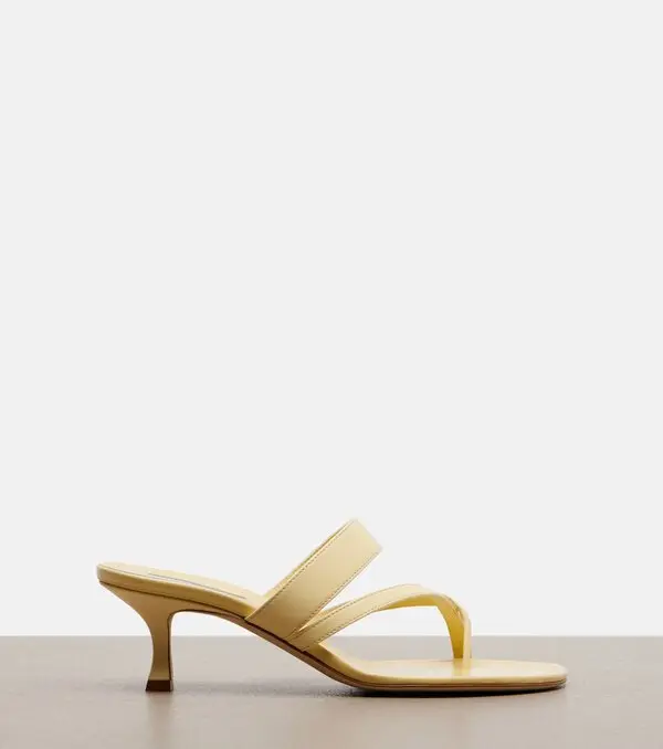 Manolo Blahnik Susa Leather Thong Sandals - Yellow