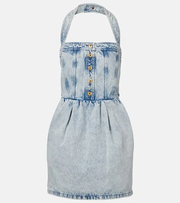 PATOU Halterneck Denim Minidress - Blue