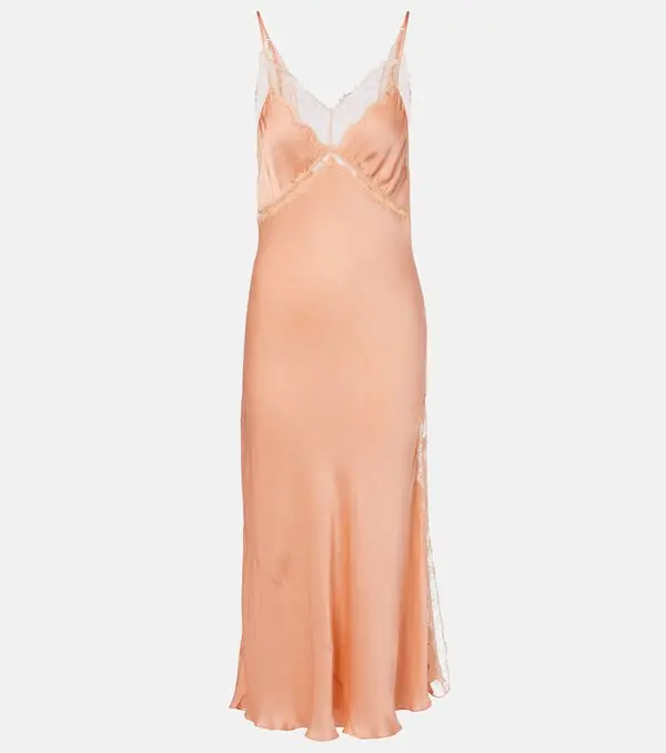 Poupette St Barth Luli Lace-trimmed Satin Slip Dress - Pink