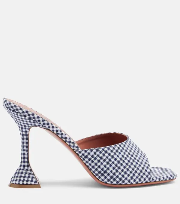Amina Muaddi Lupita Gingham Mules - Blue