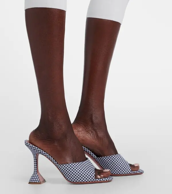 Amina Muaddi Lupita Gingham Mules - Blue
