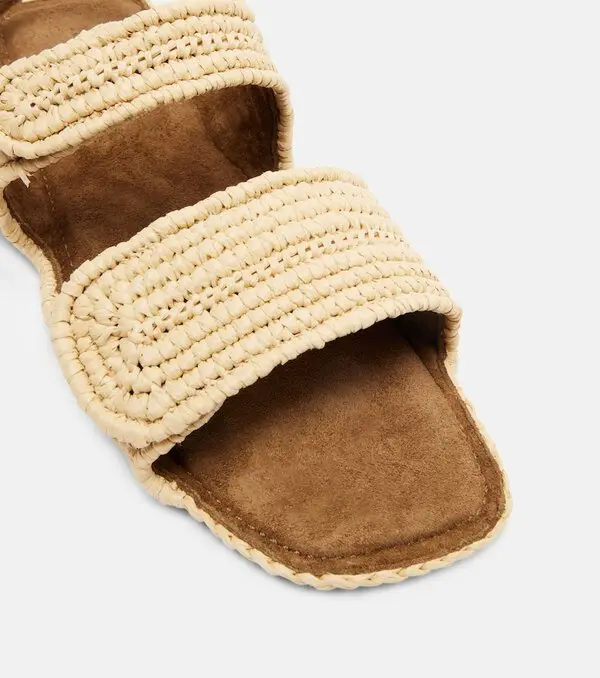 Khaite Boden Raffia Slingback Sandals - Beige