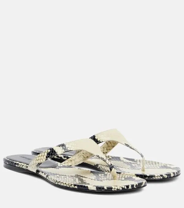 Khaite Archer Snake-effect Leather Thong Sandals - Beige