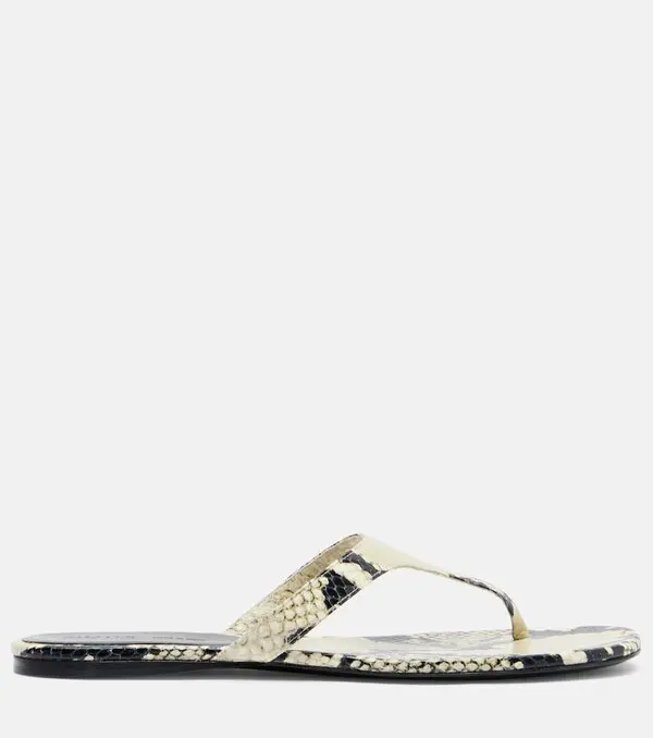 Khaite Archer Snake-effect Leather Thong Sandals - Beige