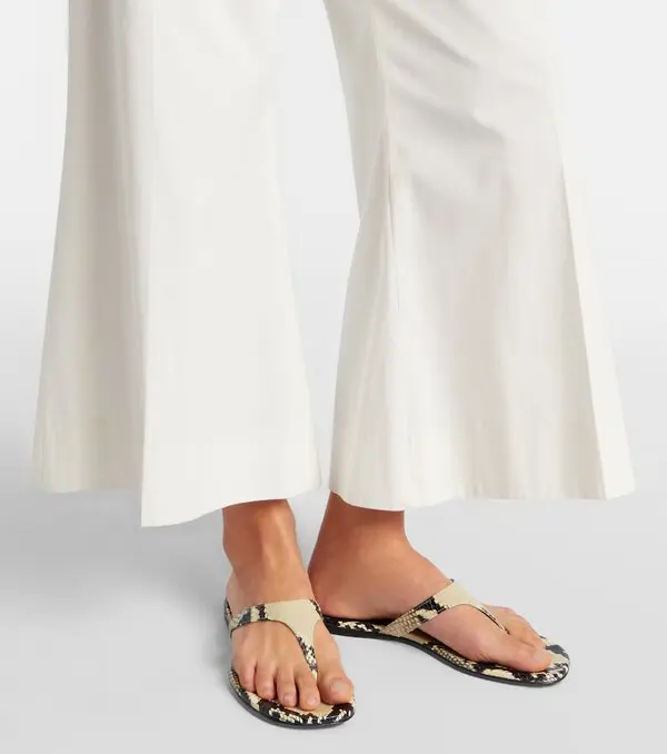 Khaite Archer Snake-effect Leather Thong Sandals - Beige