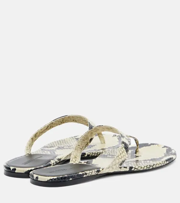Khaite Archer Snake-effect Leather Thong Sandals - Beige