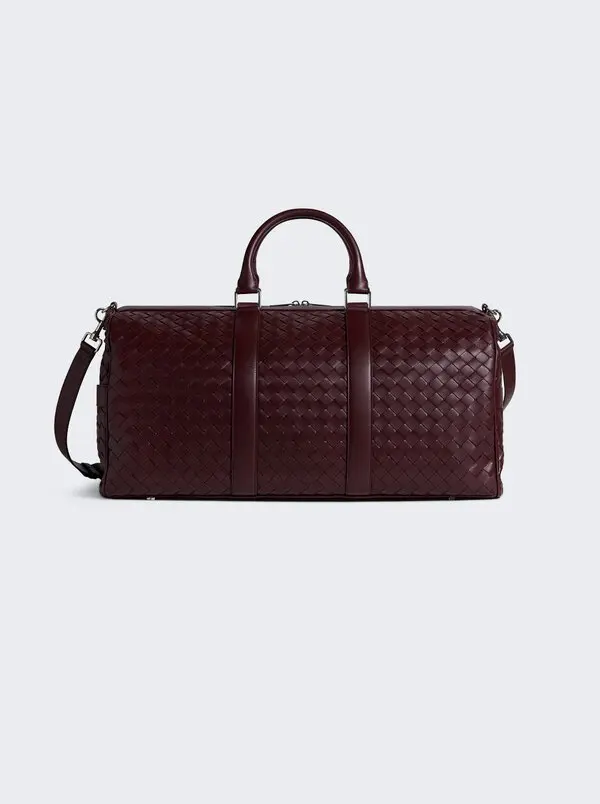 Bottega Veneta Intrecciato Cabin Duffle Bag Deep Mahogany And Silver - Burgundy