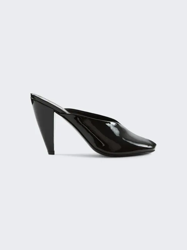 JUDE Peep-toe Patent Leather Mules - Black