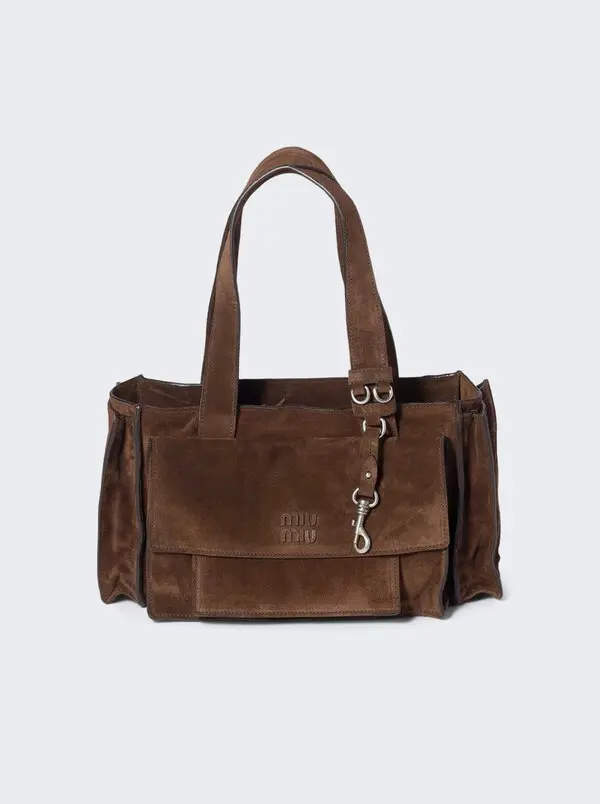 Miu Miu Utilitaire Suede Shopping Bag - Brown