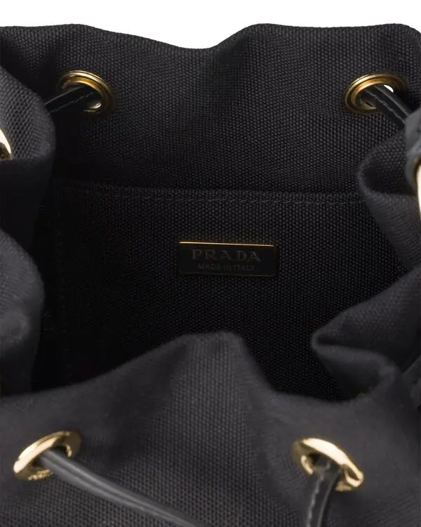 Prada Wicker And Canvas Bucket Bag