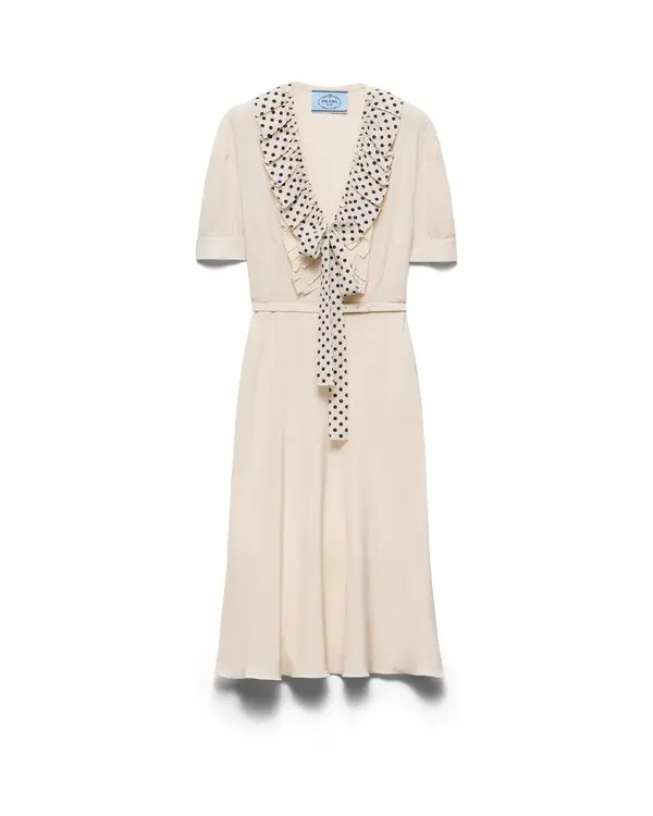 Prada Embroidered Marocain Dress - Neutral