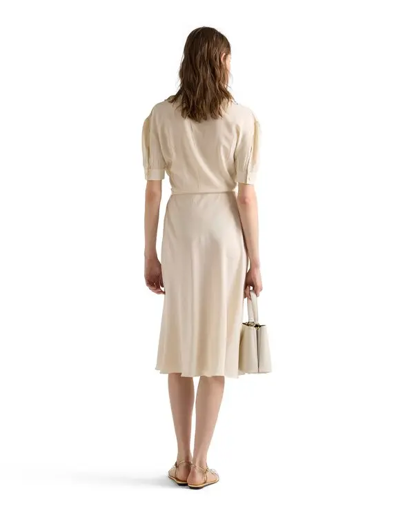 Prada Embroidered Marocain Dress - Neutral