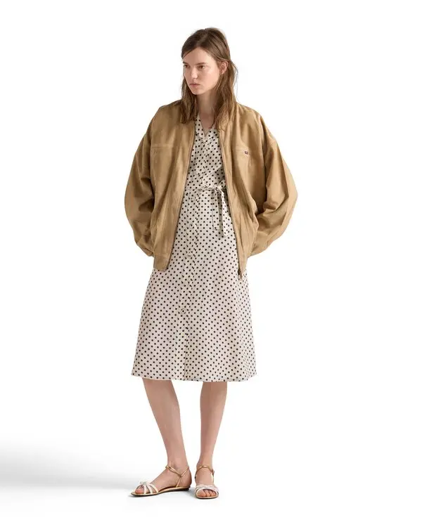 Prada Polka-dot Print Marocain Shirt Dress - Neutral