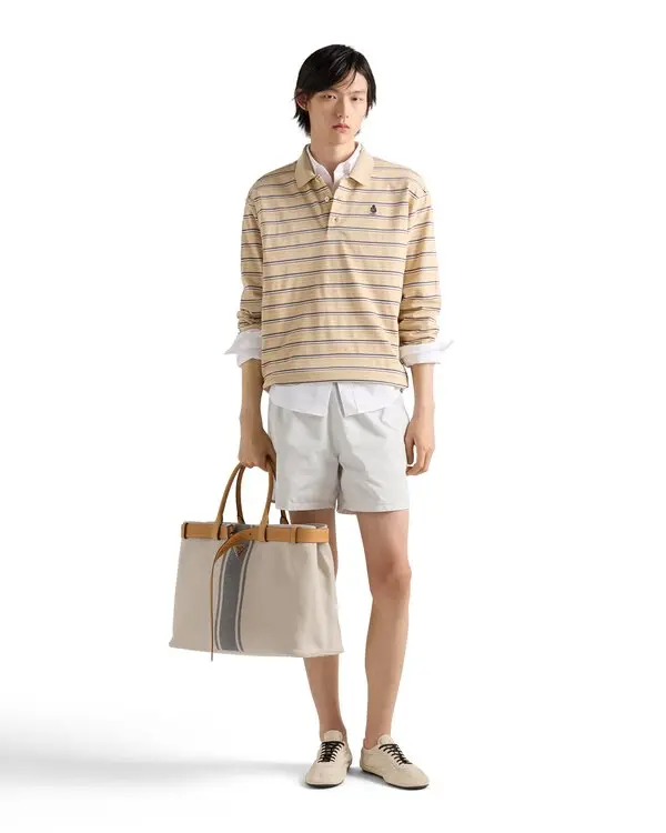 Prada Buckle Canvas And Leather Bag - Neutral