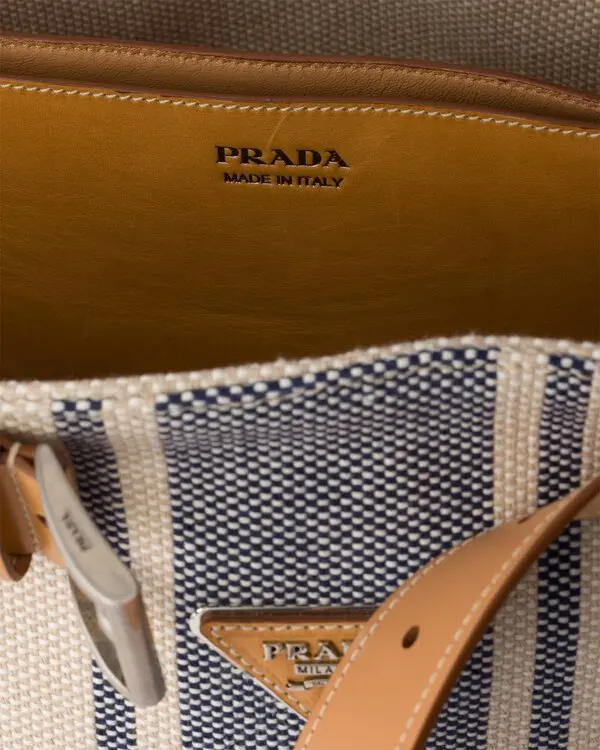 Prada Buckle Canvas And Leather Bag - Neutral