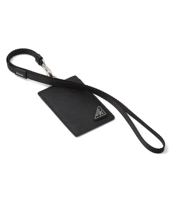 Prada Saffiano Leather Badge Holder - Black