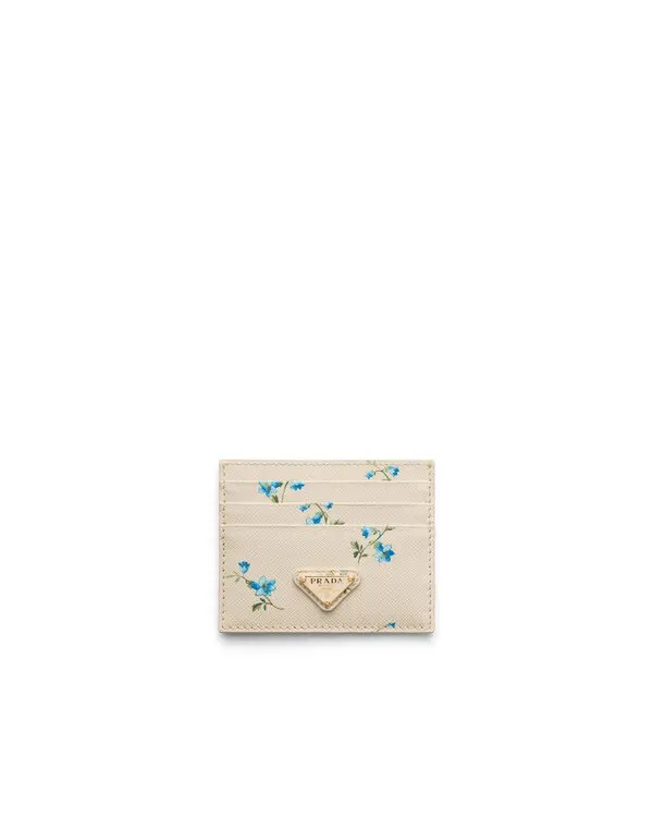 Prada Printed Saffiano Leather Card Holder - Neutral