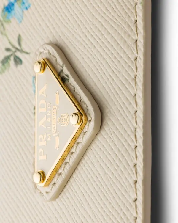 Prada Printed Saffiano Leather Card Holder - Neutral