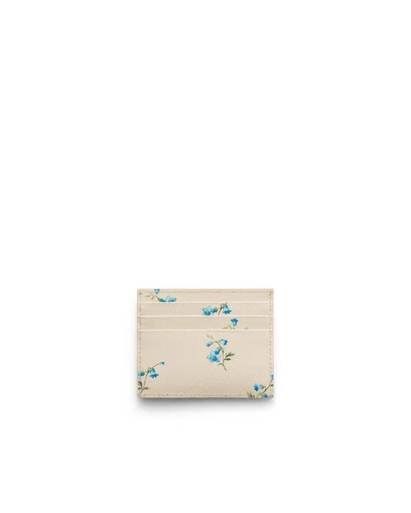 Prada Printed Saffiano Leather Card Holder - Neutral