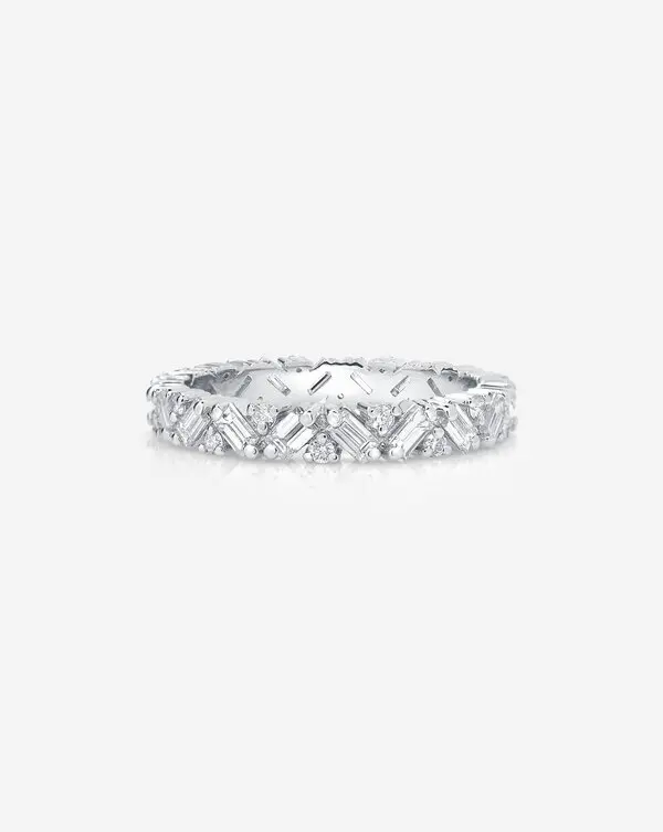 Ring Concierge Lab Diamond Baguette Cluster Eternity Band - Platinum