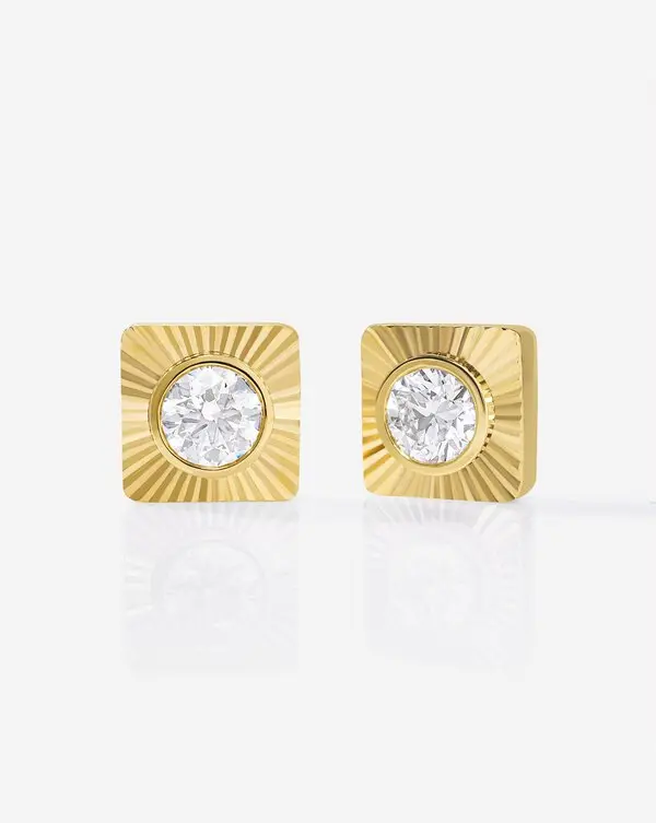 Ring Concierge Bezel Diamond Stud Earrings - One-color
