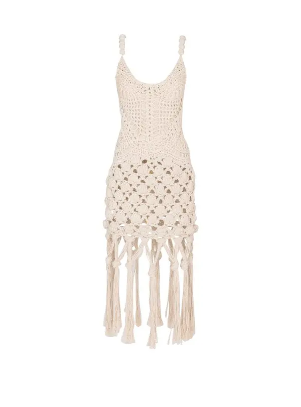 Balmain Crochet Mini Dress - Beige
