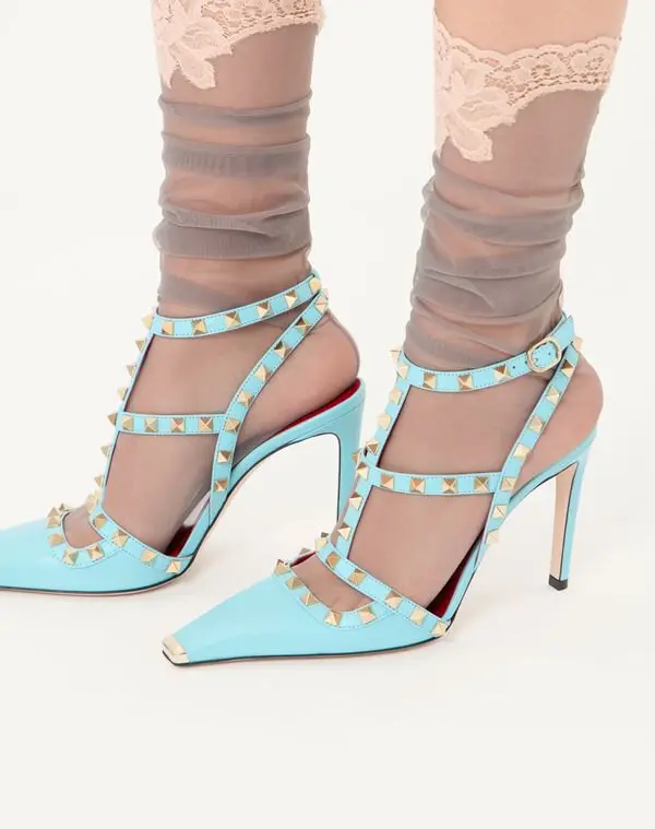 Valentino Garavani Rockstud Kidskin Pumps - Azure