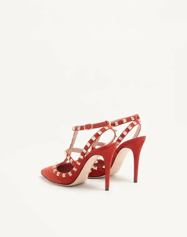 Valentino Garavani Rockstud Suede Pumps - Red