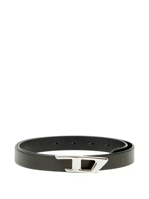 DIESEL® Leather Belt With Logo Buckle - Black