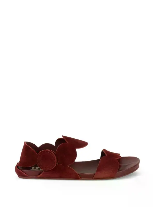 PEDRO GARCIA Jeanne Scalloped-edge Touch-strap Sandals - Red