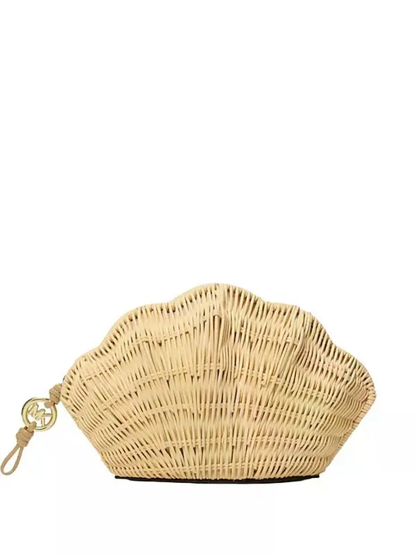 Michael Kors Shell-shaped Woven Rattan Clutch - Neutrals
