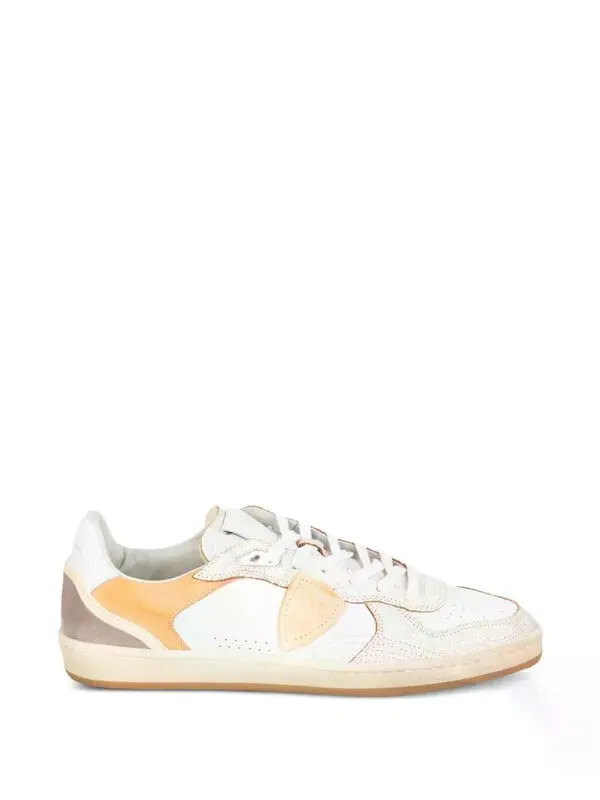 Philippe Model Panelled Crackle-effect Sneakers - Neutrals