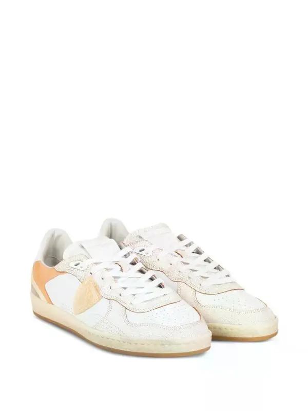 Philippe Model Panelled Crackle-effect Sneakers - Neutrals