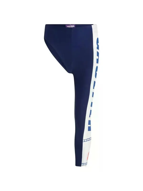 JEAN PAUL GAULTIER Asymmetric Printed Cyclist Trousers - Blue